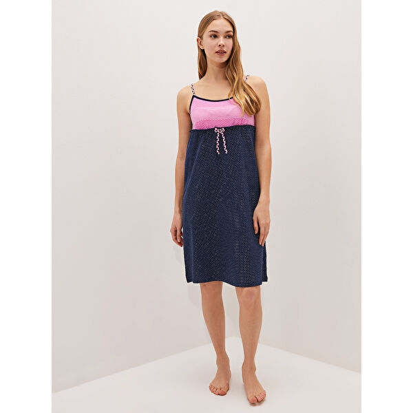 LCW DREAM İp Askılı Puantiye Desenli Kadın Gecelik