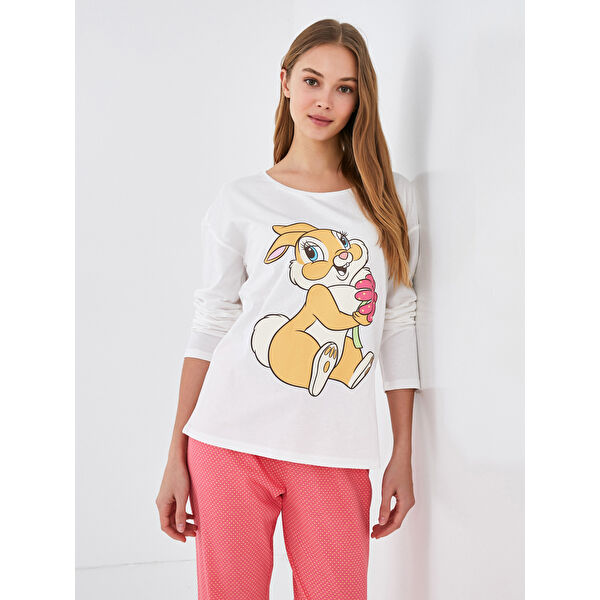 LCW DREAM Bisiklet Yaka Miss Bunny Baskılı Uzun Kollu Pamuklu Kadın Pijama Takımı LCW DREAM Bisiklet Yaka Miss Bunny Baskılı Uzun Kollu Pamuklu Kadın Pijama Takımı