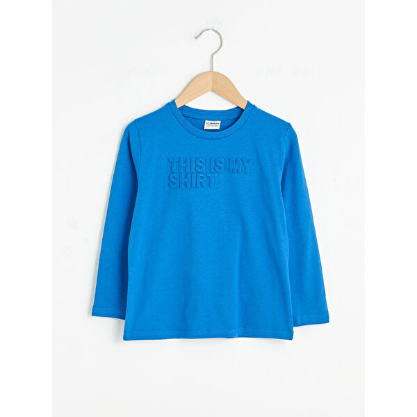 Bisiklet Yaka Kabartma Yazı Baskılı Uzun Kollu Erkek Çocuk Tişört Bisiklet Yaka Kabartma Yazı Baskılı Uzun Kollu Erkek Çocuk Tişört