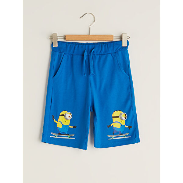 Beli Lastikli Minions Baskılı Pamuklu Erkek Çocuk Şort