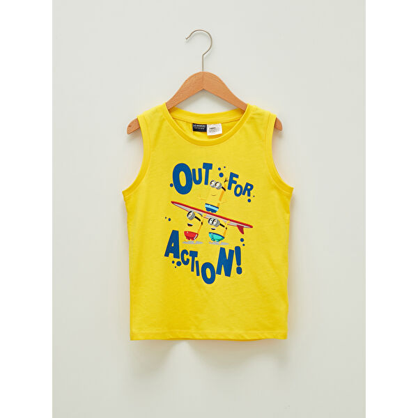 Bisiklet Yaka Minions Baskılı Pamuklu Erkek Çocuk Atlet