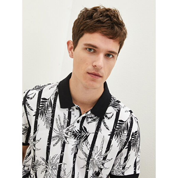 LCW CASUAL Polo Yaka Kısa Kollu Desenli Pike Erkek Tişört