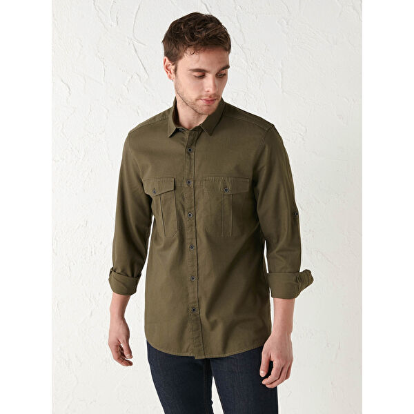 LCW CASUAL Regular Fit Uzun Kollu Gabardin Erkek Gömlek