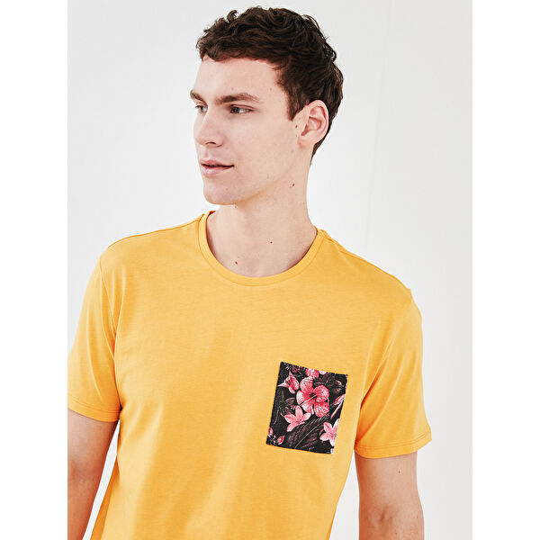 Bisiklet Yaka Kısa Kollu Baskılı Penye Erkek Tişört