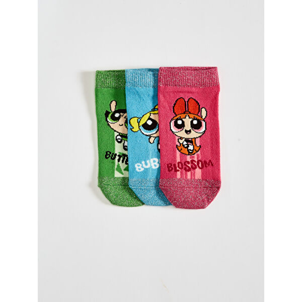 Kız Çocuk Powerpuff Girls Patik Çorap 3'lü