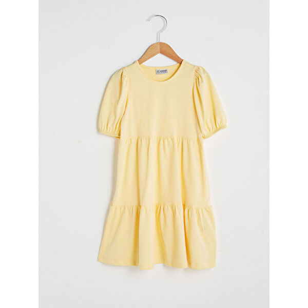 Bisiklet Yaka Basic Kısa Kollu Kız Çocuk Elbise