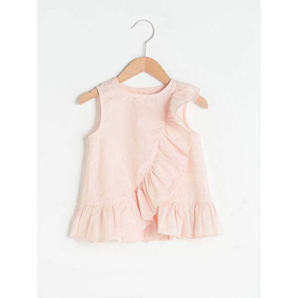 Bisiklet Yaka Fırfır Detaylı Pamuklu Kız Bebek Bluz