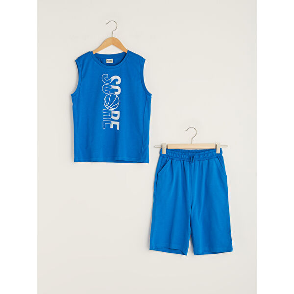 Bisiklet Yaka Baskılı Erkek Çocuk Atlet ve Şort