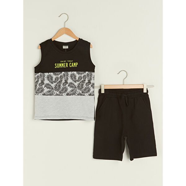 Bisiklet Yaka Baskılı Erkek Çocuk Atlet ve Şort