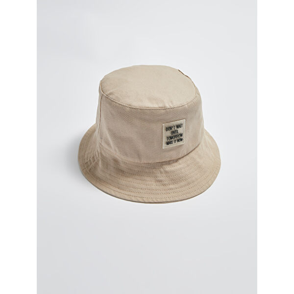 Etiket Baskılı Kadın Bucket Şapka