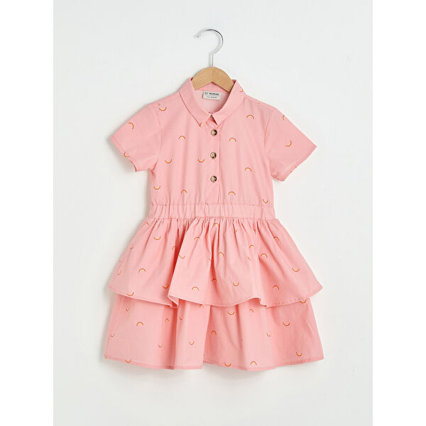 Gömlek Yaka Fırfırlı Kısa Kollu Kız Çocuk Elbise Gömlek Yaka Fırfırlı Kısa Kollu Kız Çocuk Elbise