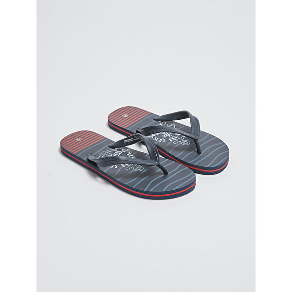 Baskılı Parmak Arası Erkek Plaj Terliği