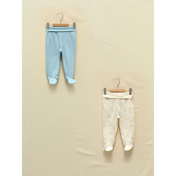 Beli Lastikli Organik Pamuklu Erkek Bebek Patikli Pantolon 2'li Beli Lastikli Organik Pamuklu Erkek Bebek Patikli Pantolon 2'li