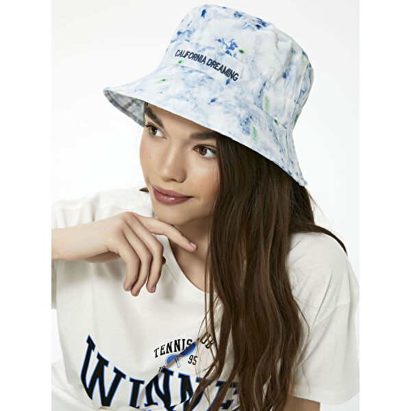 Desenli Gabardin Kadın Bucket Şapka