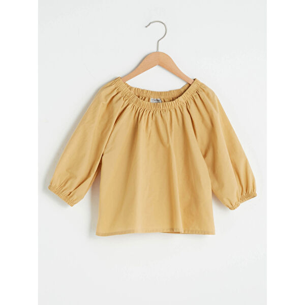 Kayık Yaka Basic Poplin Kız Çocuk Bluz Kayık Yaka Basic Poplin Kız Çocuk Bluz