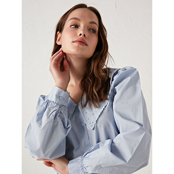 LCW CASUAL Bebe Yaka Nakış Detaylı Poplin Gömlek