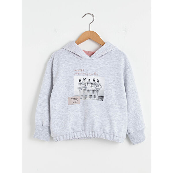 Kapüşonlu Balerin Baskılı Uzun Kollu Kız Çocuk Sweatshirt Kapüşonlu Balerin Baskılı Uzun Kollu Kız Çocuk Sweatshirt