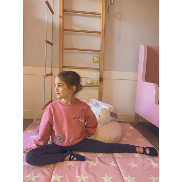 Bisiklet Yaka Balerin Baskılı Uzun Kollu Kız Çocuk Sweatshirt Bisiklet Yaka Balerin Baskılı Uzun Kollu Kız Çocuk Sweatshirt