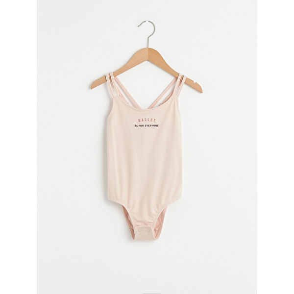 Baskılı İp Askılı Kız Çocuk Bale Mayosu