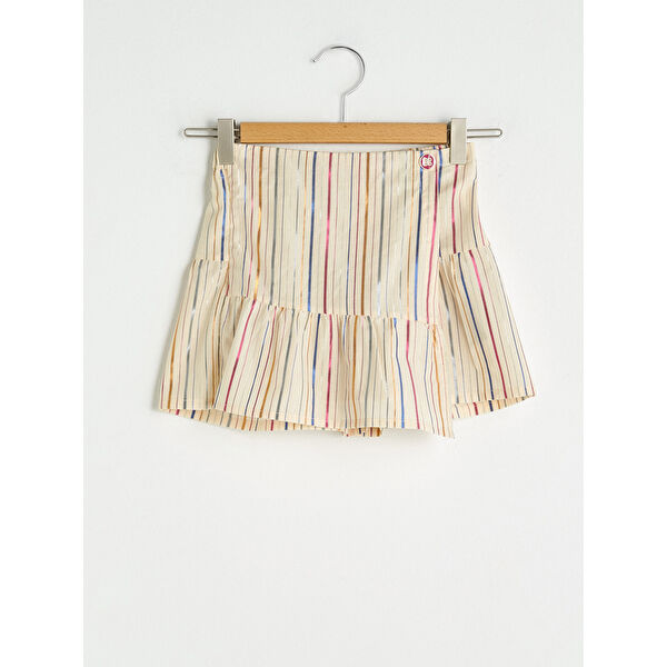 Çizgili Poplin Kız Çocuk Şort Etek