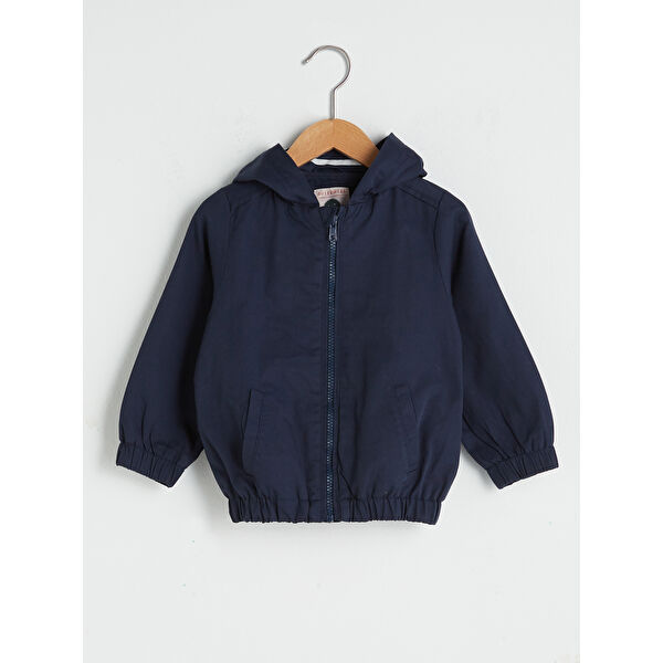 Kapüşonlu Uzun Kol Basic Erkek Bebek Fermuarlı Mont