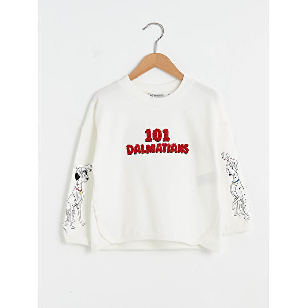 Bisiklet Yaka 101 Dalmaçya Baskılı Kız Çocuk Sweatshirt