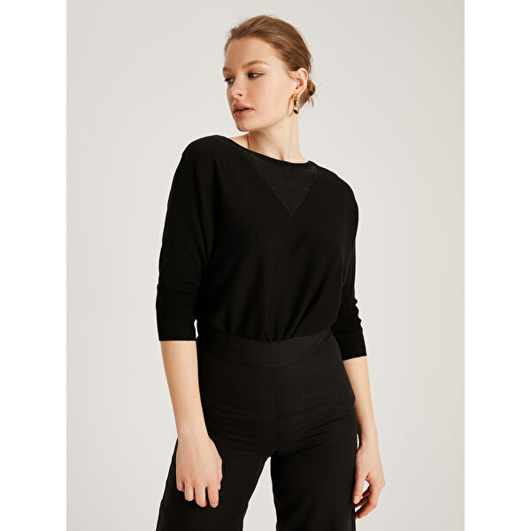 LCW CLASSIC Kayık Yaka Sim Detaylı İnce Kazak LCW CLASSIC Kayık Yaka Sim Detaylı İnce Kazak