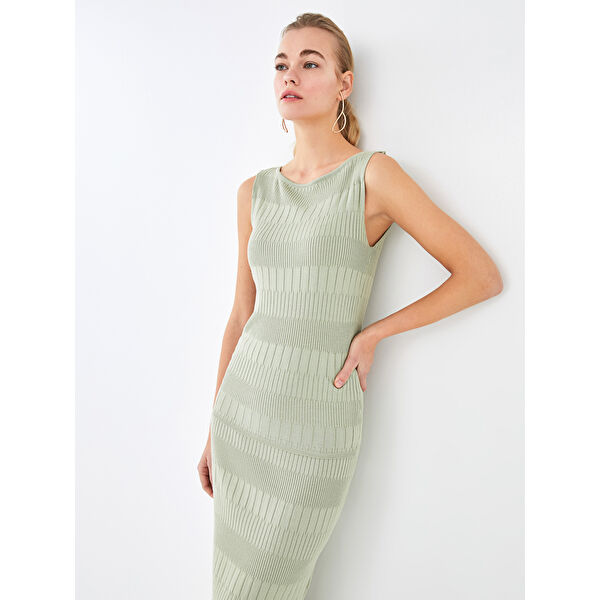 LCW CLASSIC Bisiklet Yaka Desenli Kolsuz Kadın Triko Kazak