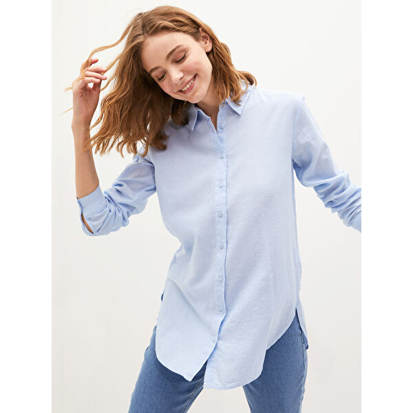 LCW CASUAL Düğme Kapamalı Uzun Kollu Düz Salaş Kadın Gömlek LCW CASUAL Düğme Kapamalı Uzun Kollu Düz Salaş Kadın Gömlek
