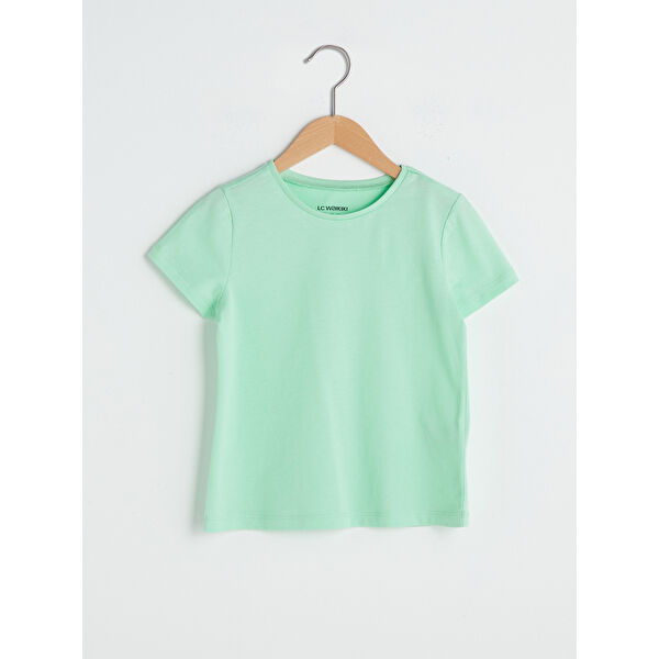 Bisiklet Yaka Basic Kısa Kollu Pamuklu Kız Çocuk Tişört