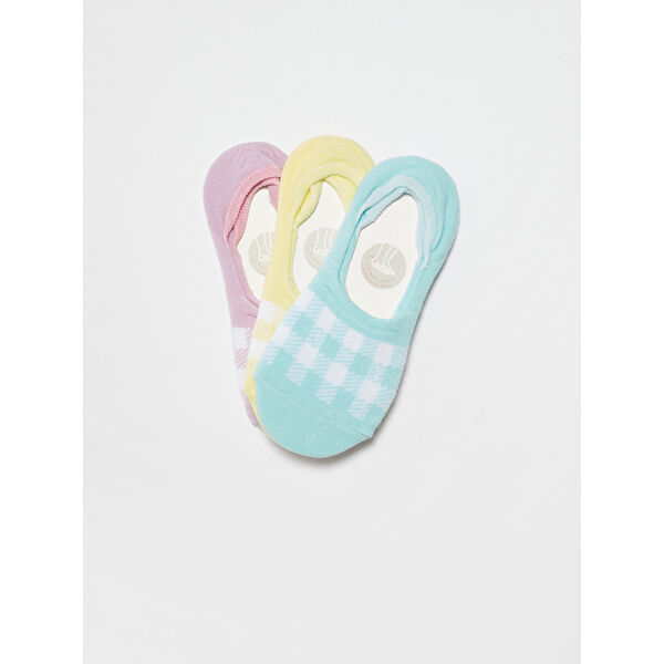 Ekoseli Pamuklu Kadın Babet Çorap 3'lü