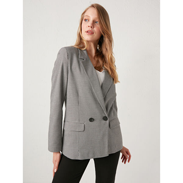 LCW CLASSIC Kazayağı Desenli Düğme Detaylı Ceket