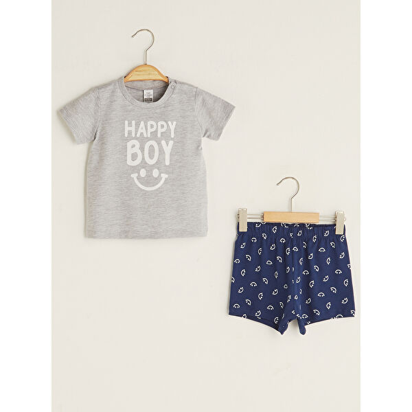 Bisiklet Yaka Kısa Kol Baskılı Erkek Bebek Pijama Takım