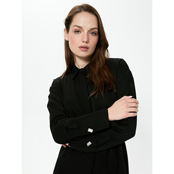 MODEST Beli Kuşaklı Gömlek Yaka Oversize Tunik