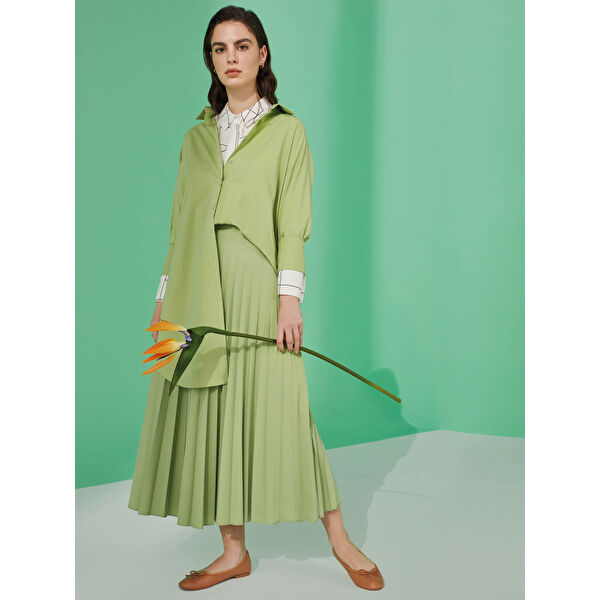 MODEST Beli Lastikli Pileli Etek