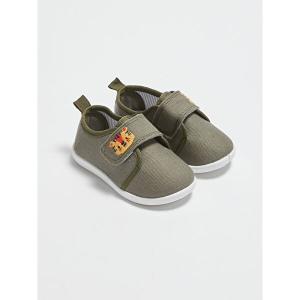 Nakış Detaylı Cırt Cırtlı Erkek Bebek Yürüme Öncesi Günlük Bez Ayakkabı