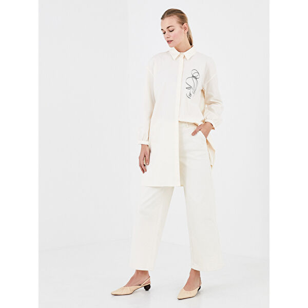 MODEST Comfort Fit Geniş Paça Gabardin Kadın Pantolon MODEST Comfort Fit Geniş Paça Gabardin Kadın Pantolon