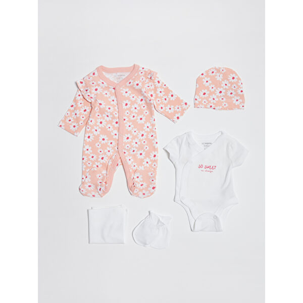 Bisiklet Yaka Baskılı Kız Bebek Prematüre Hastane Çıkış Seti