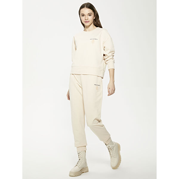 LCW GREEN Beli Lastikli Slogan Baskılı Kadın Eşofman Alt