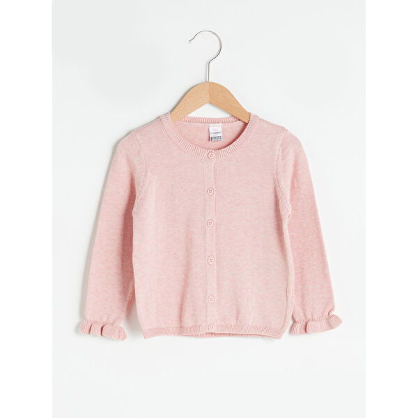 Bisiklet Yaka Uzun Kol Basic Kız Bebek Triko Hırka