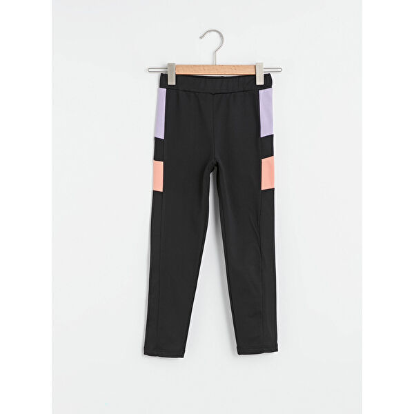 Renk Bloklu Kız Çocuk Uzun Tayt