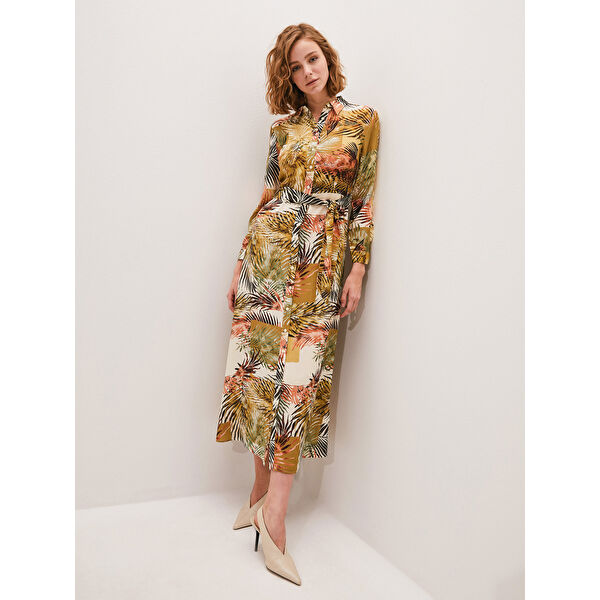 LCW CLASSIC Gömlek Yaka Desenli Uzun Kollu Poplin Kadın Elbise LCW CLASSIC Gömlek Yaka Desenli Uzun Kollu Poplin Kadın Elbise