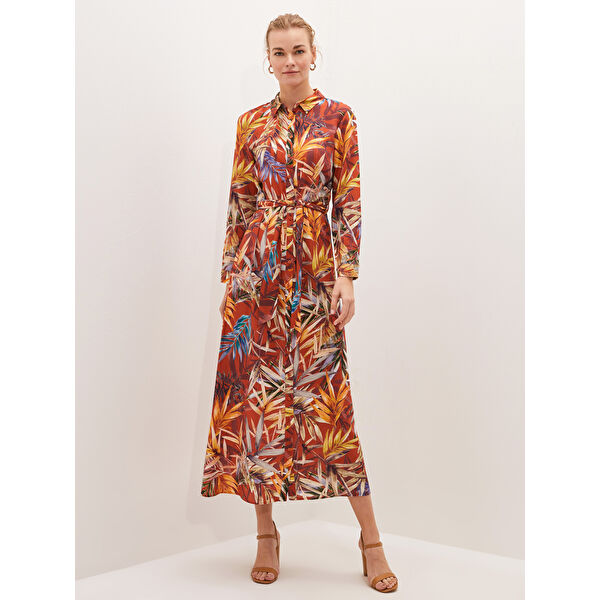 LCW CLASSIC Gömlek Yaka Desenli Uzun Kollu Poplin Kadın Elbise LCW CLASSIC Gömlek Yaka Desenli Uzun Kollu Poplin Kadın Elbise