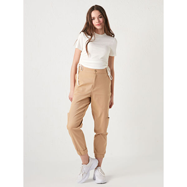 LCW CASUAL Beli Lastikli Gabardin Kadın Jogger Pantolon