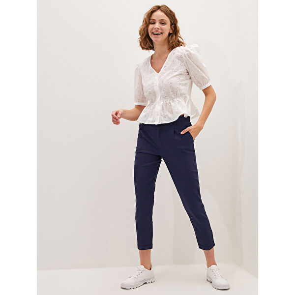 LCW CASUAL Beli Lastikli Bol Fit Dar Paça Havuç Kesim Gabardin Kadın Pantolon