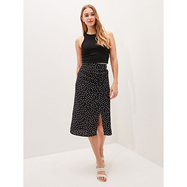 Beli Lastikli Puantiye Desenli Maroken Kadın Etek Beli Lastikli Puantiye Desenli Maroken Kadın Etek