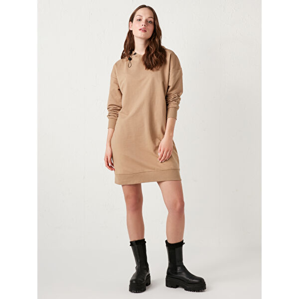 Kapüşonlu Basic Sweat Elbise Kapüşonlu Basic Sweat Elbise