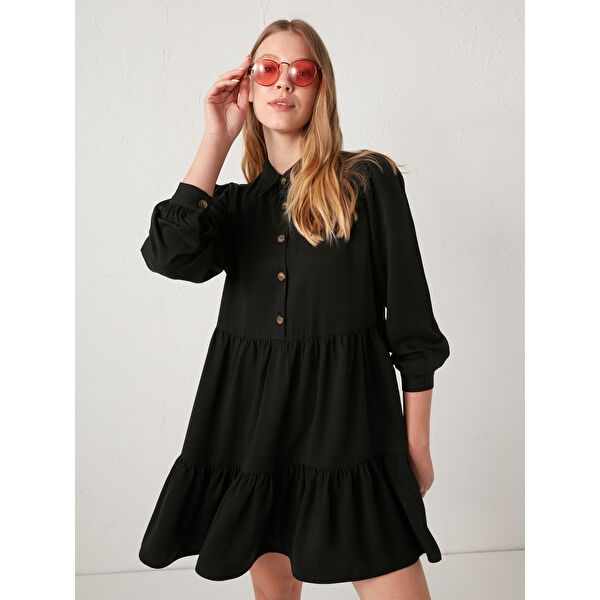 LCW CASUAL Gömlek Yaka Düz Düğmeli Tencel Kumaş Kadın Elbise LCW CASUAL Gömlek Yaka Düz Düğmeli Tencel Kumaş Kadın Elbise
