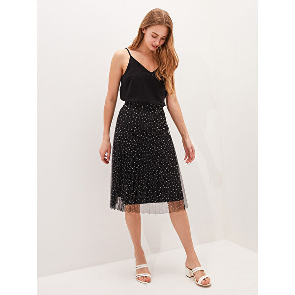 LCW CASUAL Fırfırlı Puantiye Detaylı Midi Tül Etek