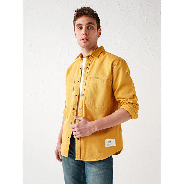 LCW CASUAL Regular Fit Uzun Kollu Jean Erkek Gömlek Ceket